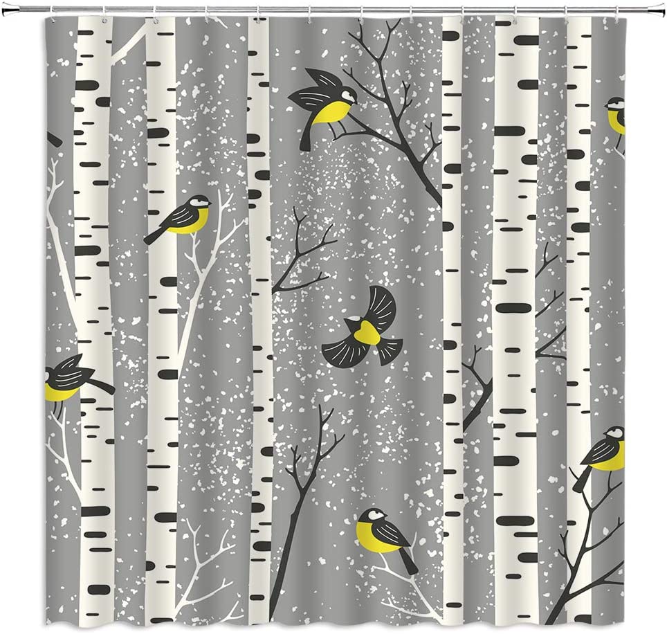 Birch Trees Winter Shower Curtain for Nature-Inspired Bathroom Decor ...