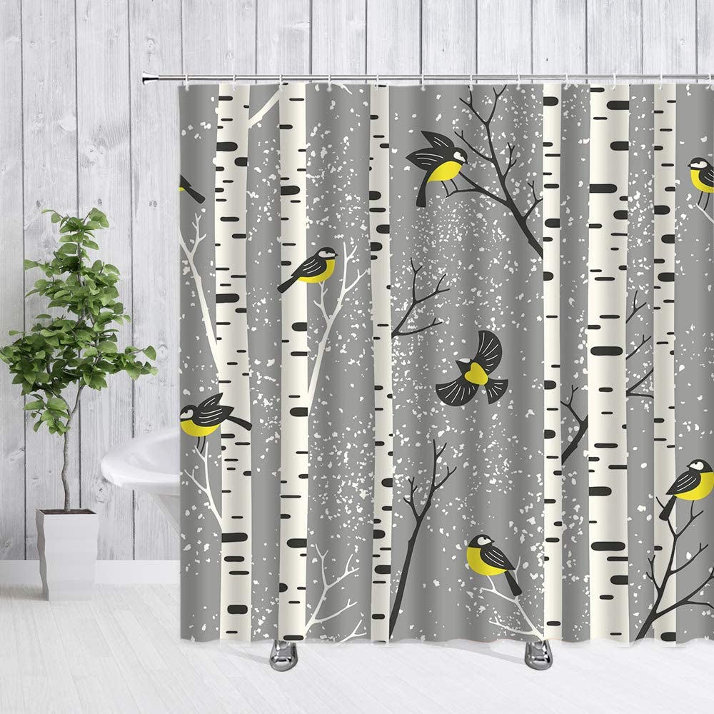Birch Trees Winter Shower Curtain for Nature-Inspired Bathroom Decor ...
