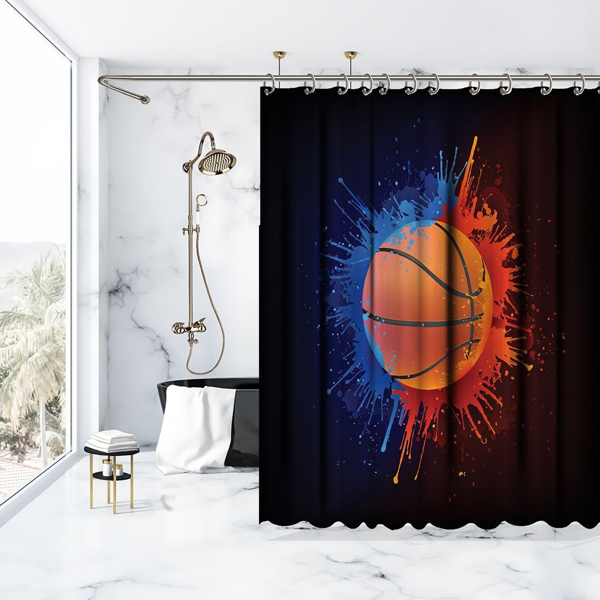 Colorful Basketball Shower Curtain - Perfect for Brightening Up Your ...