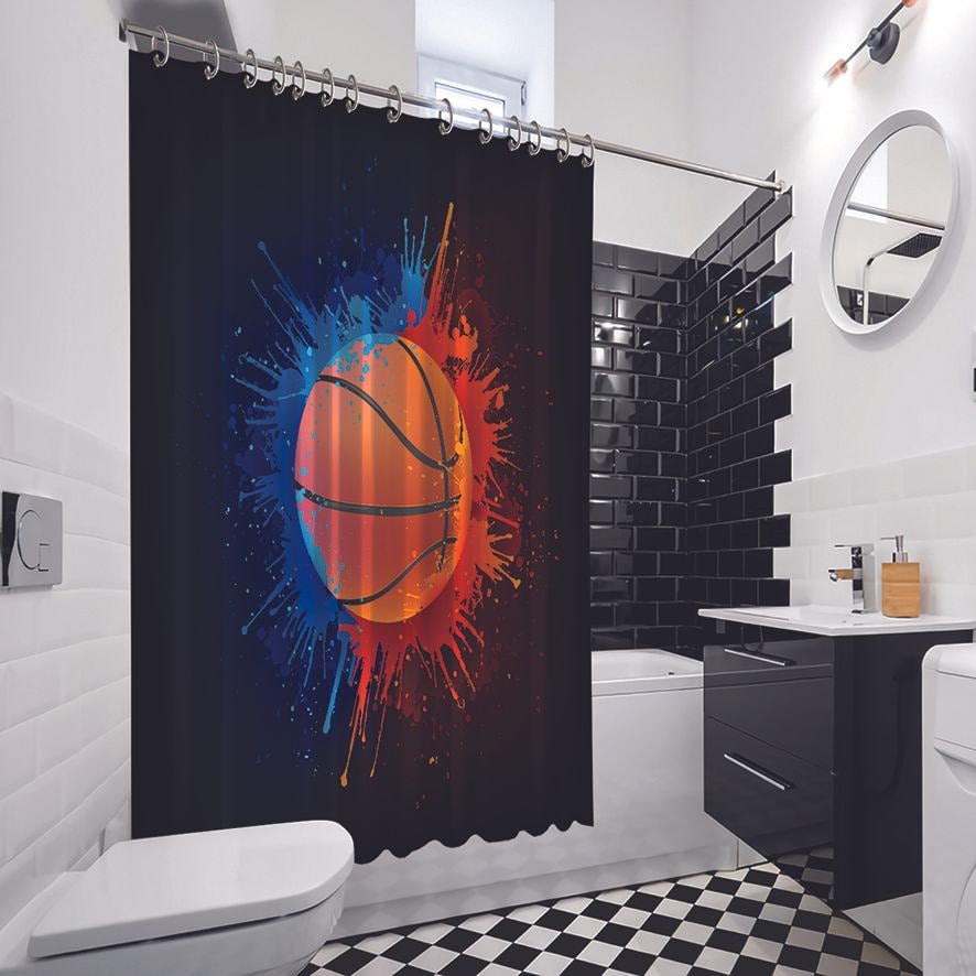 Colorful Basketball Shower Curtain - Perfect for Brightening Up Your ...