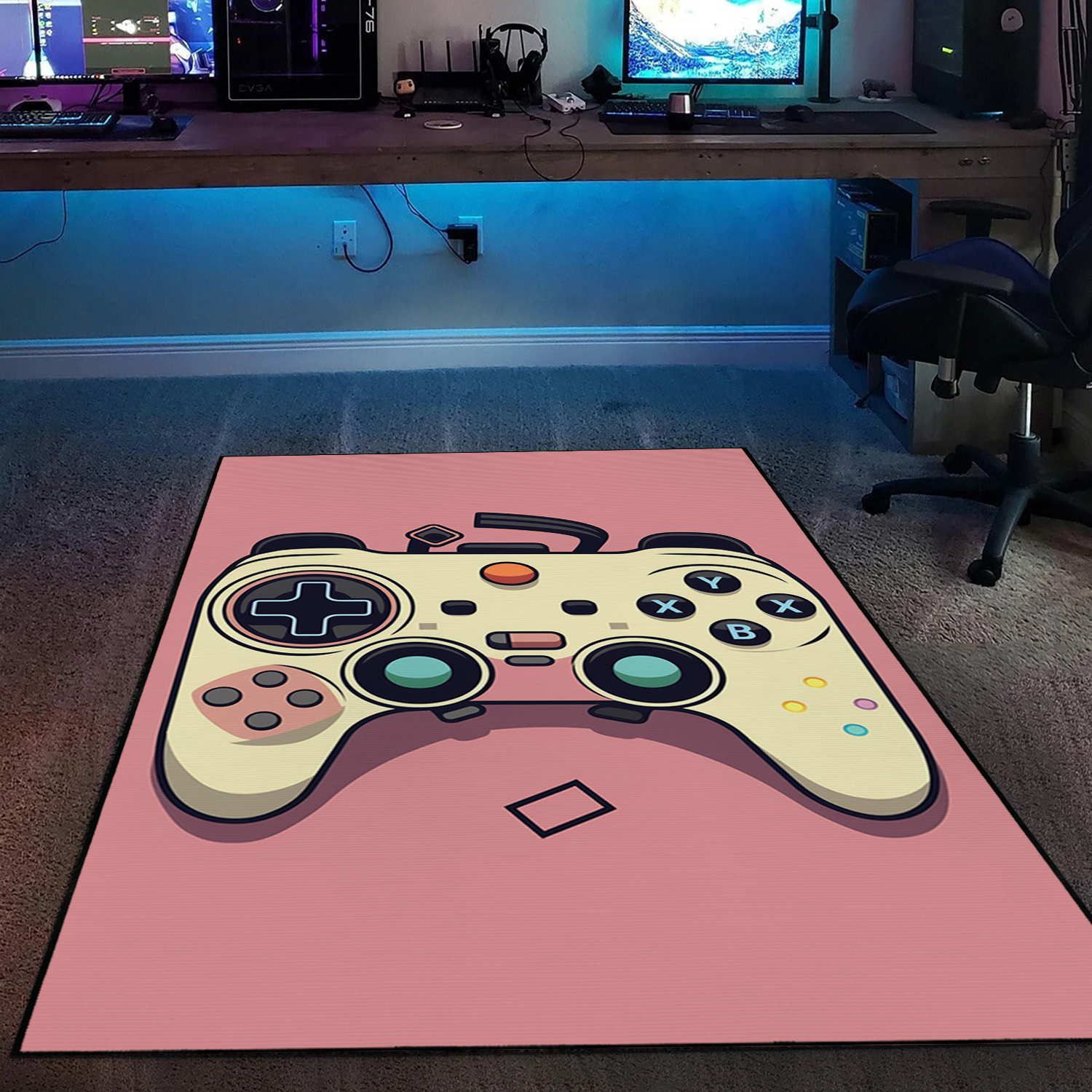 Customizable Game Room Carpet with Shufflezone Gaming Controller Design ...