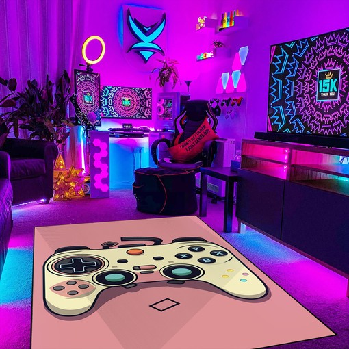 Customizable Game Room Carpet with Shufflezone Gaming Controller Design ...