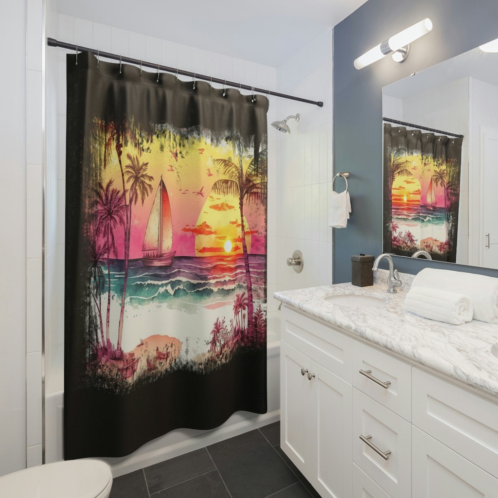Etsy Home Decor Beach Sunset Shower Curtain for Bathroom - Craigshirt