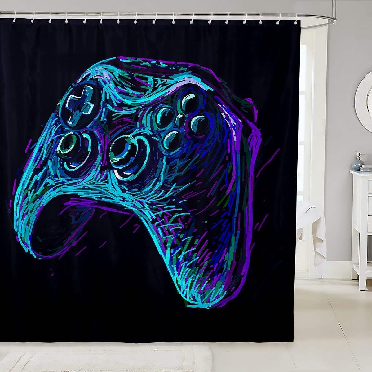 Gamer Video Game Shower Curtain with Gamepad Design - Craigshirt