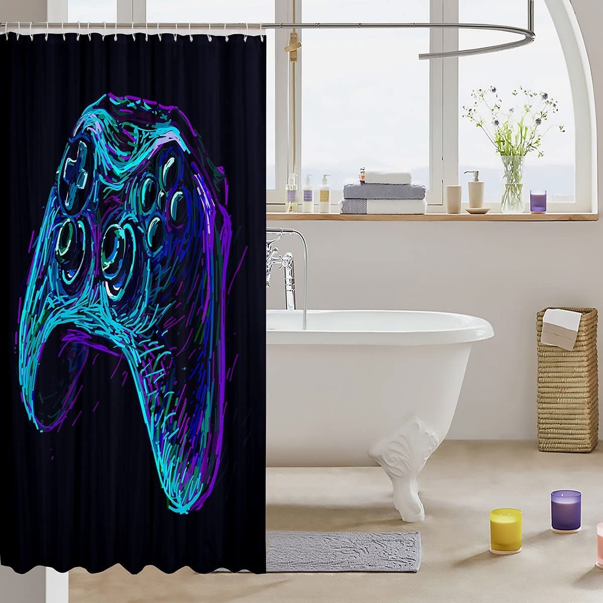 Gamer Video Game Shower Curtain with Gamepad Design - Craigshirt