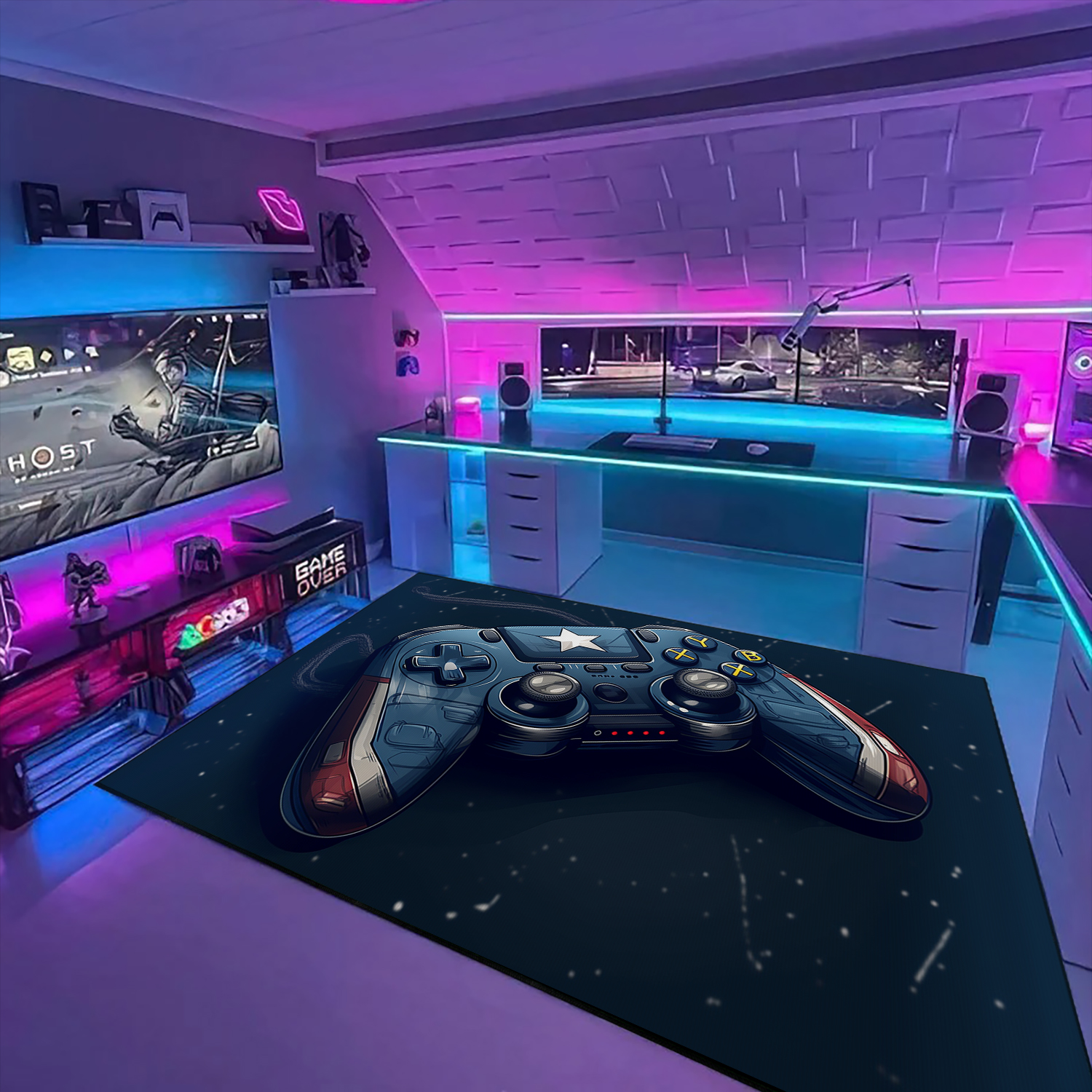 Personalized Gaming Rug for Living Room - Game Room Area Rugs with ...