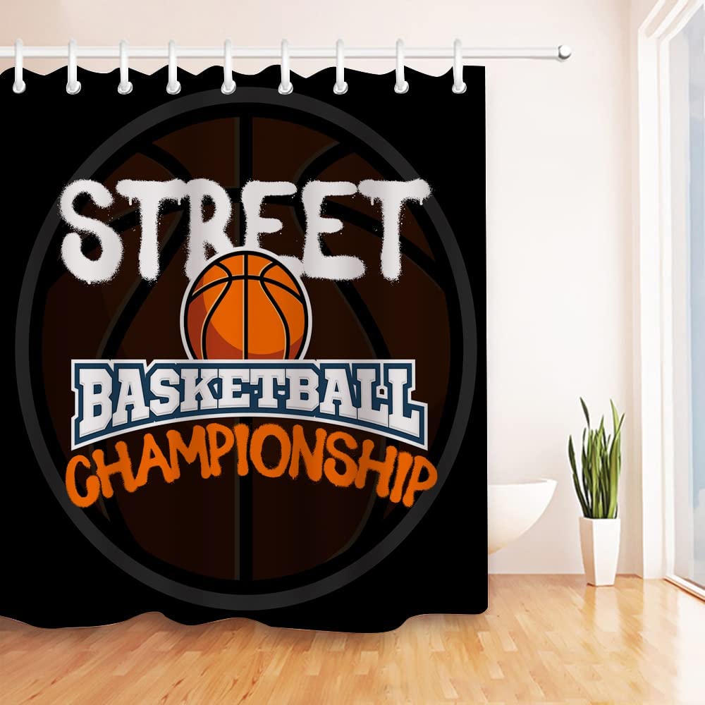 Street Basketball Championship Shower Curtain - Black Sport Theme ...