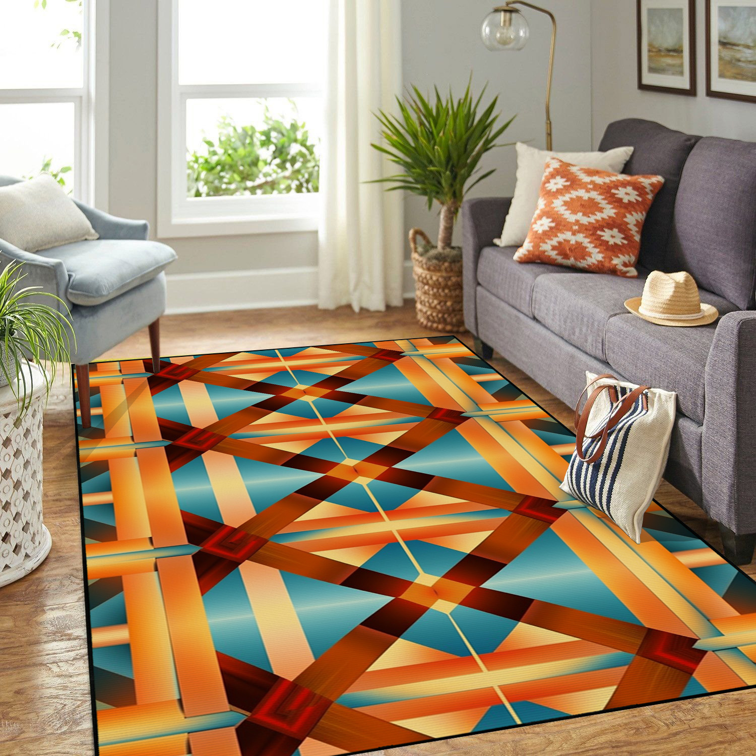 70s Grid Pattern Personalized Area Rug - Personalize Your Own Design ...