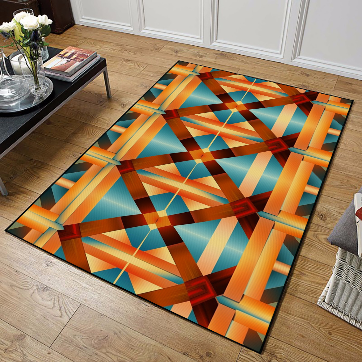 70s Grid Pattern Personalized Area Rug - Personalize Your Own Design ...