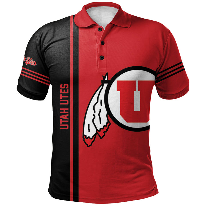 Custom Text Number Red Black Polo Shirt V5 - NCAA Utah Utes Fan Gift ...