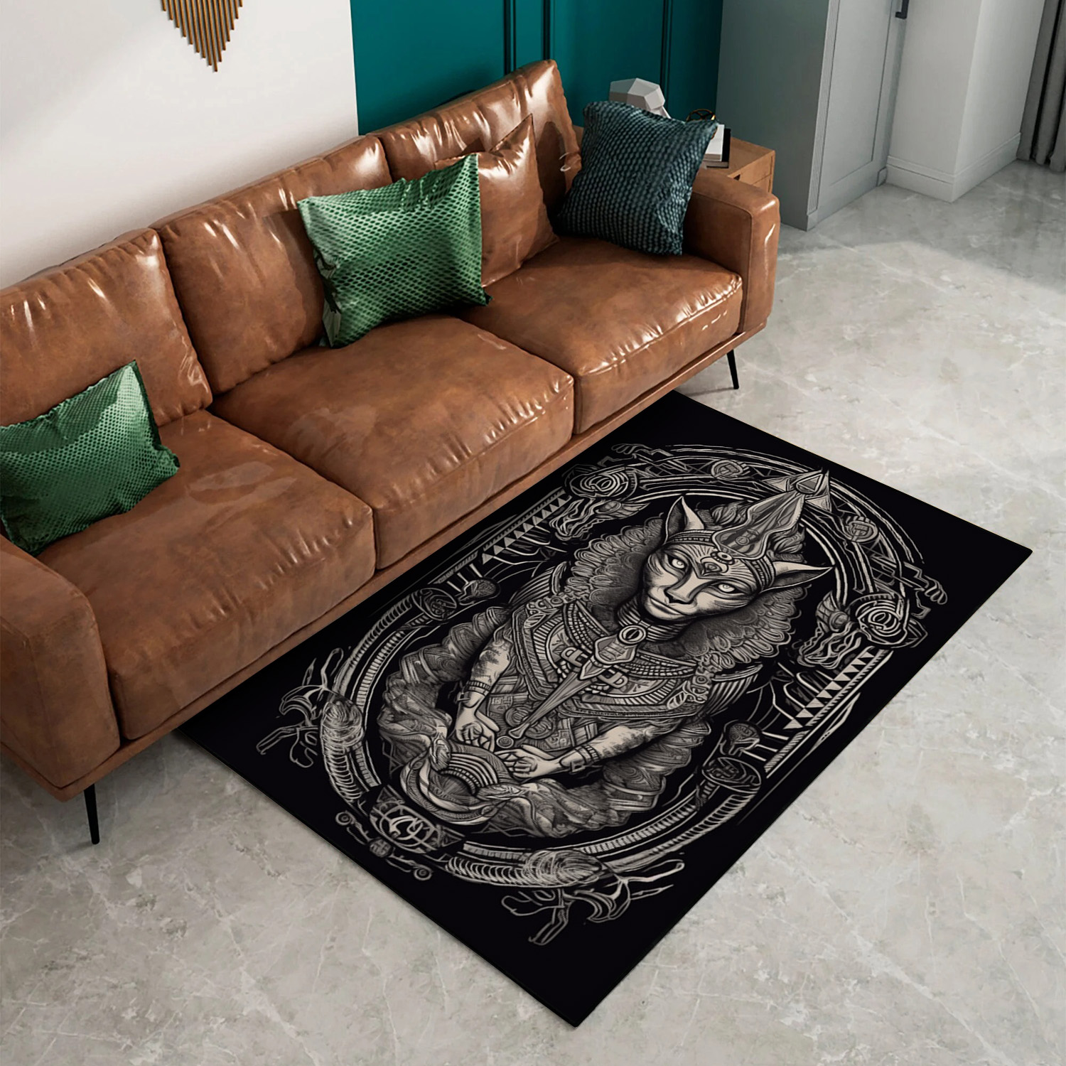 Customizable Ancient Egyptian 2D Modeling Tattoo Pattern Area Rug ...