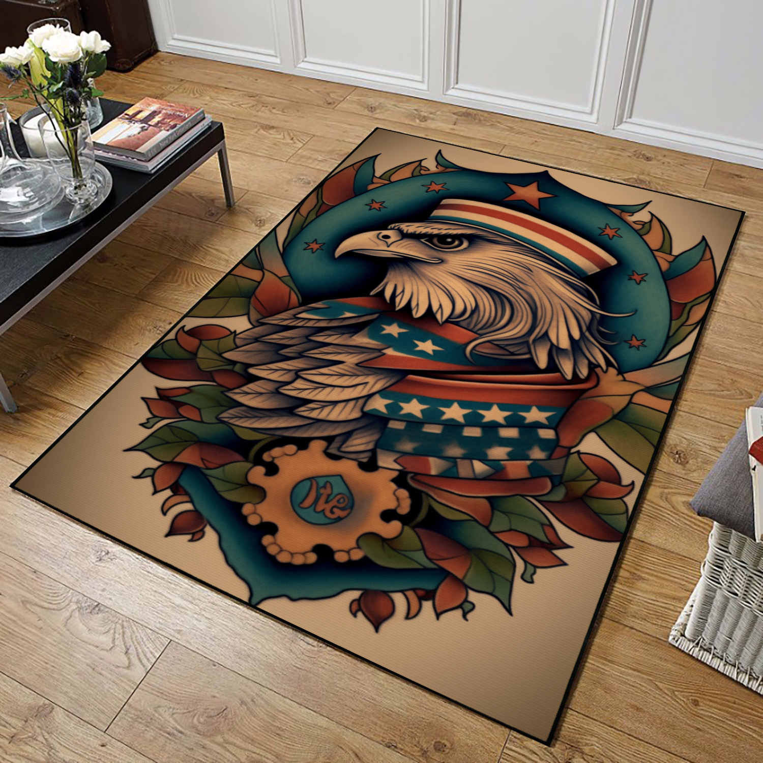 Customizable Patriotic Eagle and Banner Area Rug with Iconic Symbolism ...