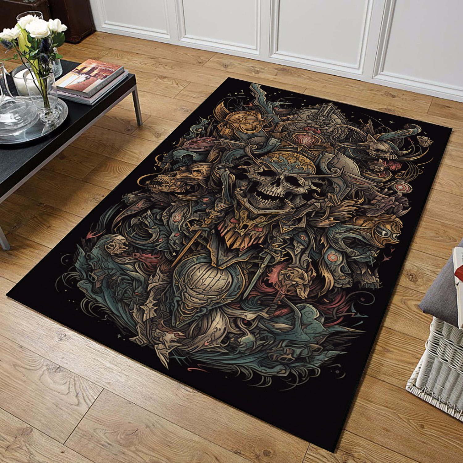 Full Colour Inkwork Tattoo Design Rug, Customizable Living Room ...