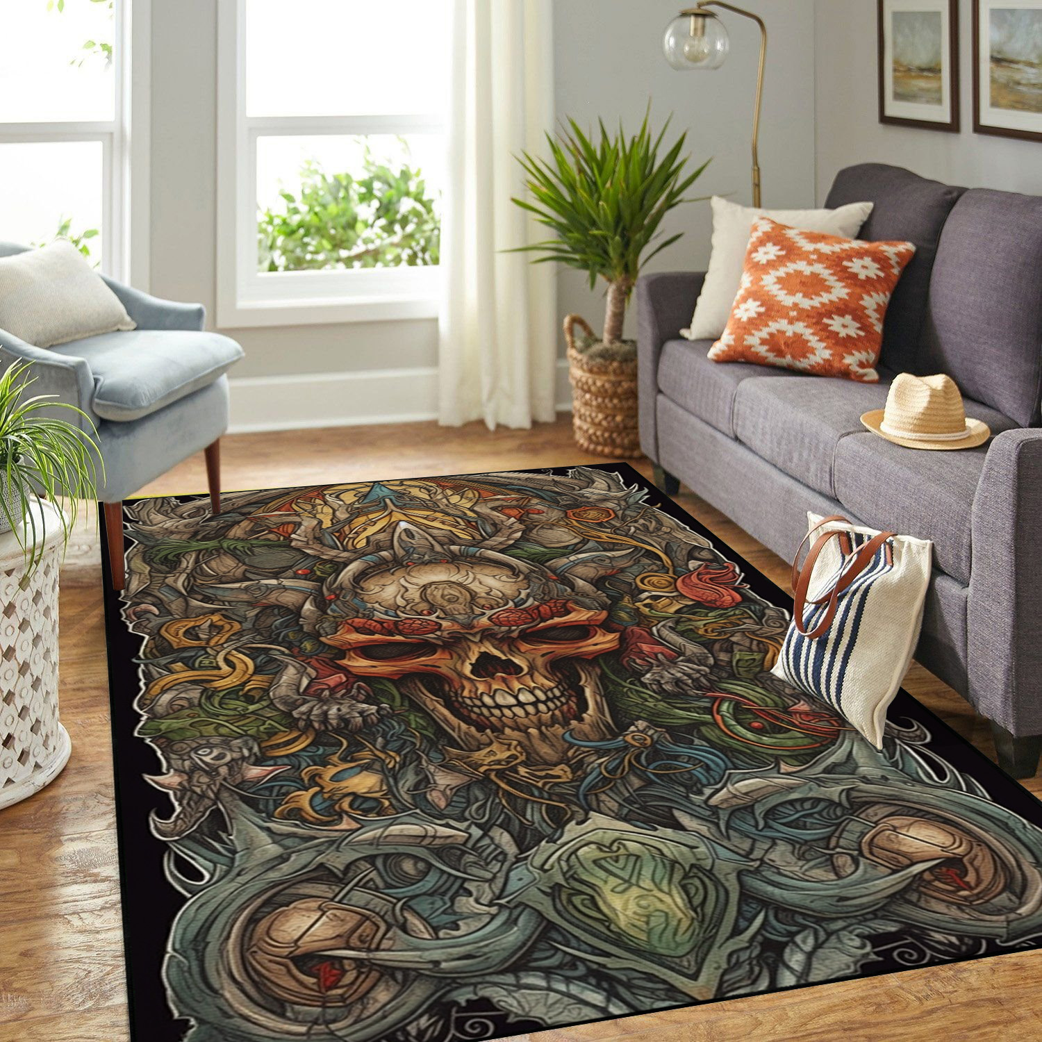 Linework Tattoo Design Rug, Poster Style, Personalized Bedroom Decor ...