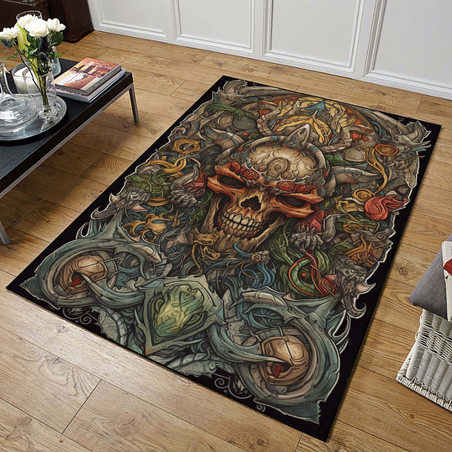 Linework Tattoo Design Rug, Poster Style, Personalized Bedroom Decor ...