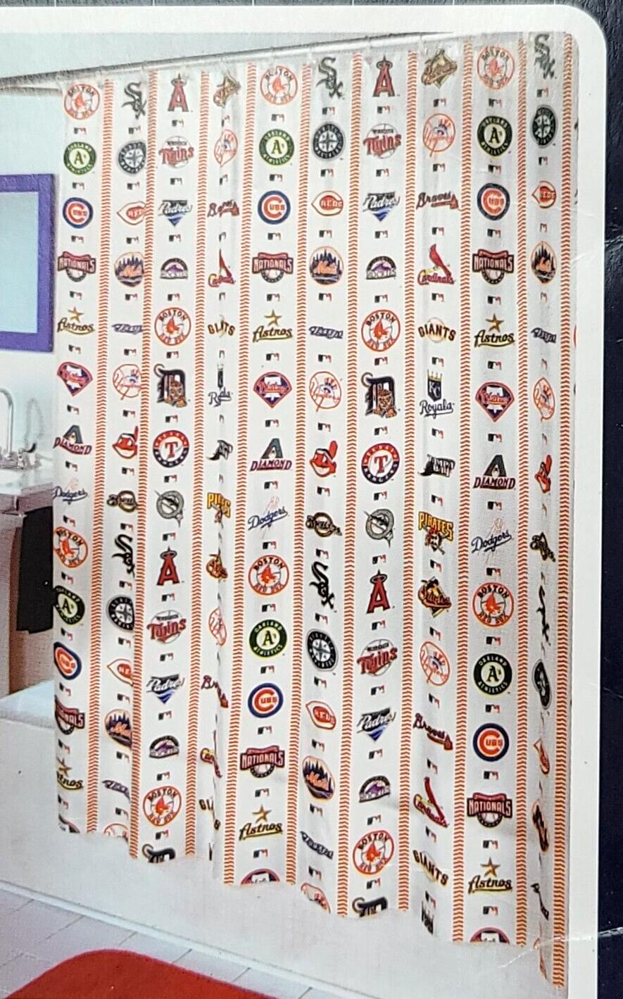 Major League Baseball Vinyl Shower Curtain Multi-Team Logos - Craigshirt