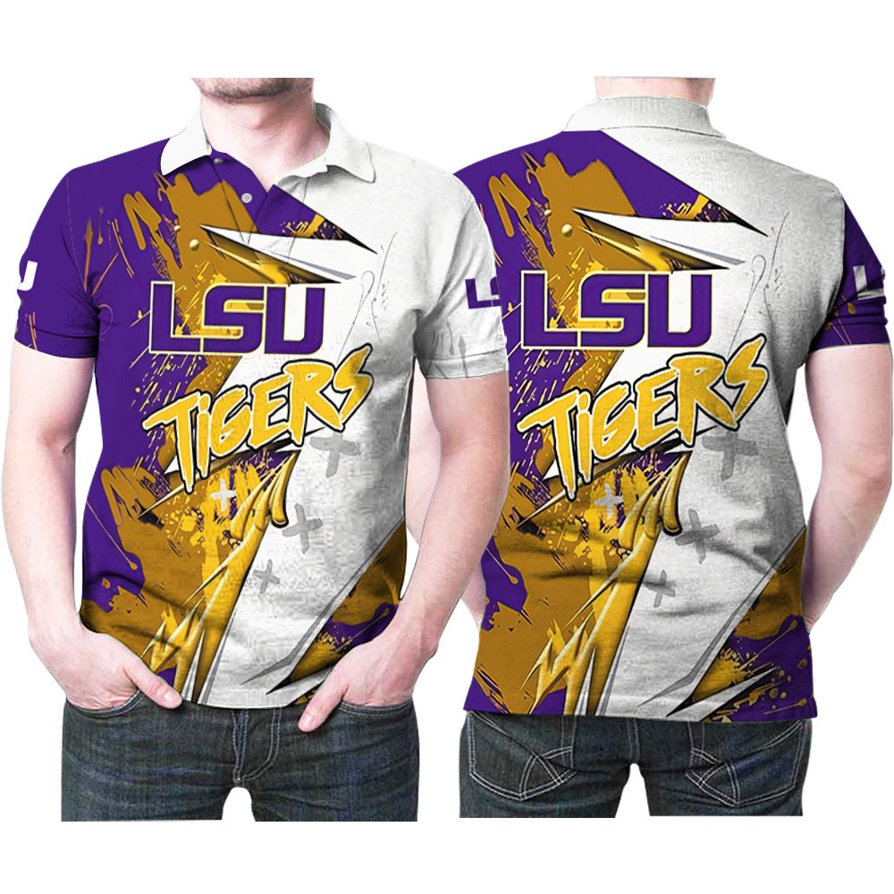 Men's LSU Tigers Freestyle Painting Logo 3D Printed Polo Shirt ...