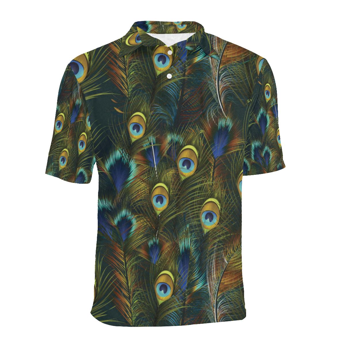 Peacock Pattern 3D Printed Polo Shirt - Craigshirt