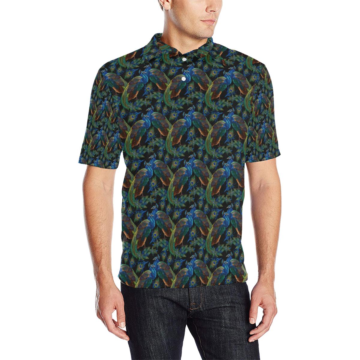 Peacock Themed 3D Printed Polo Shirt - Craigshirt