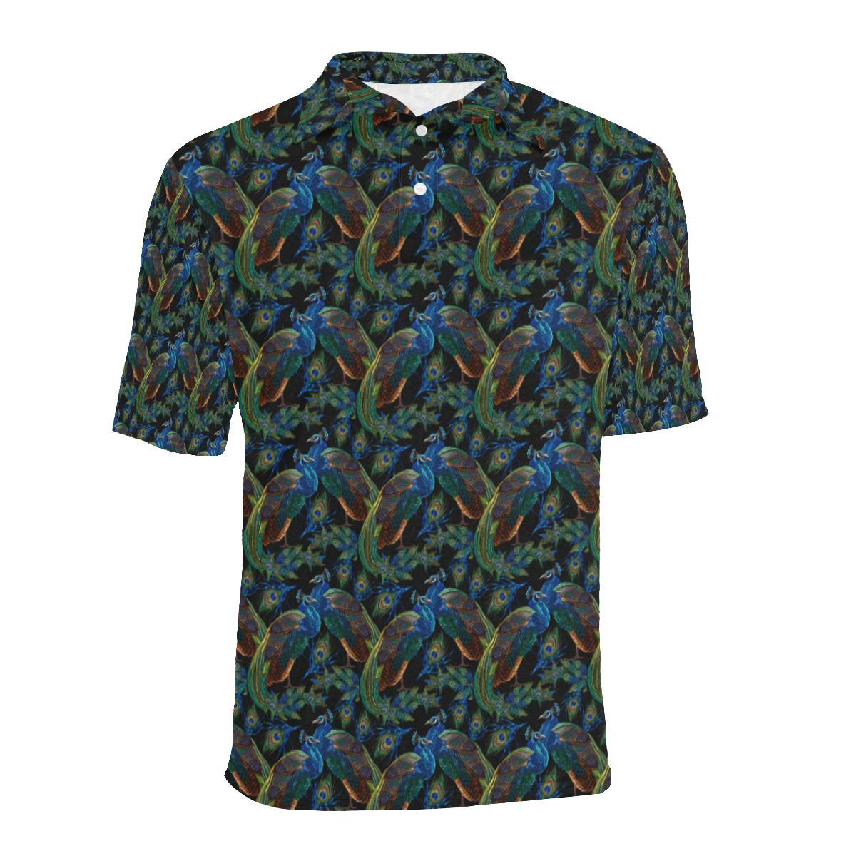 Peacock Themed 3D Printed Polo Shirt - Craigshirt