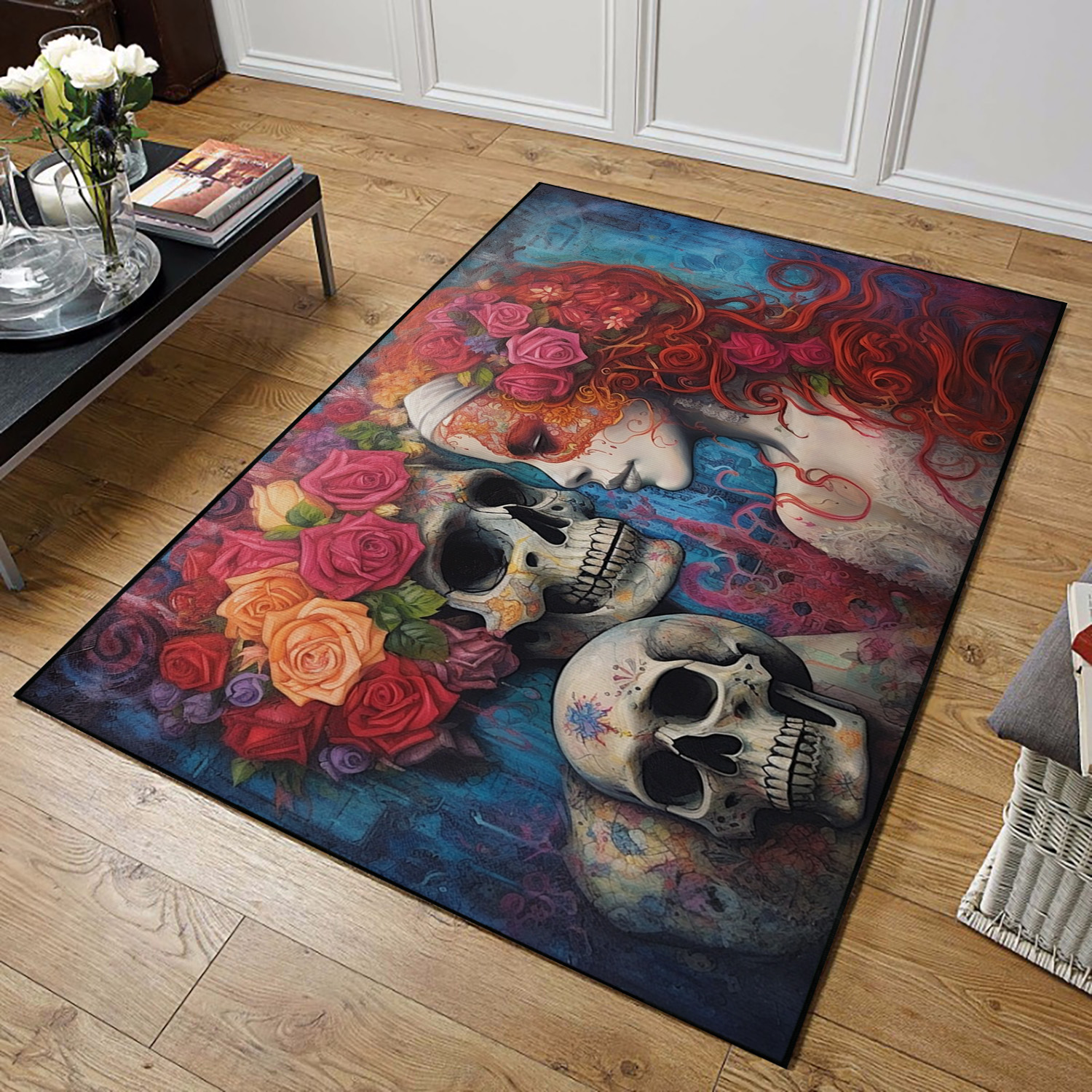 Personalized Chicano-Inspired Art Print of Skull, Rose and Woman Area ...