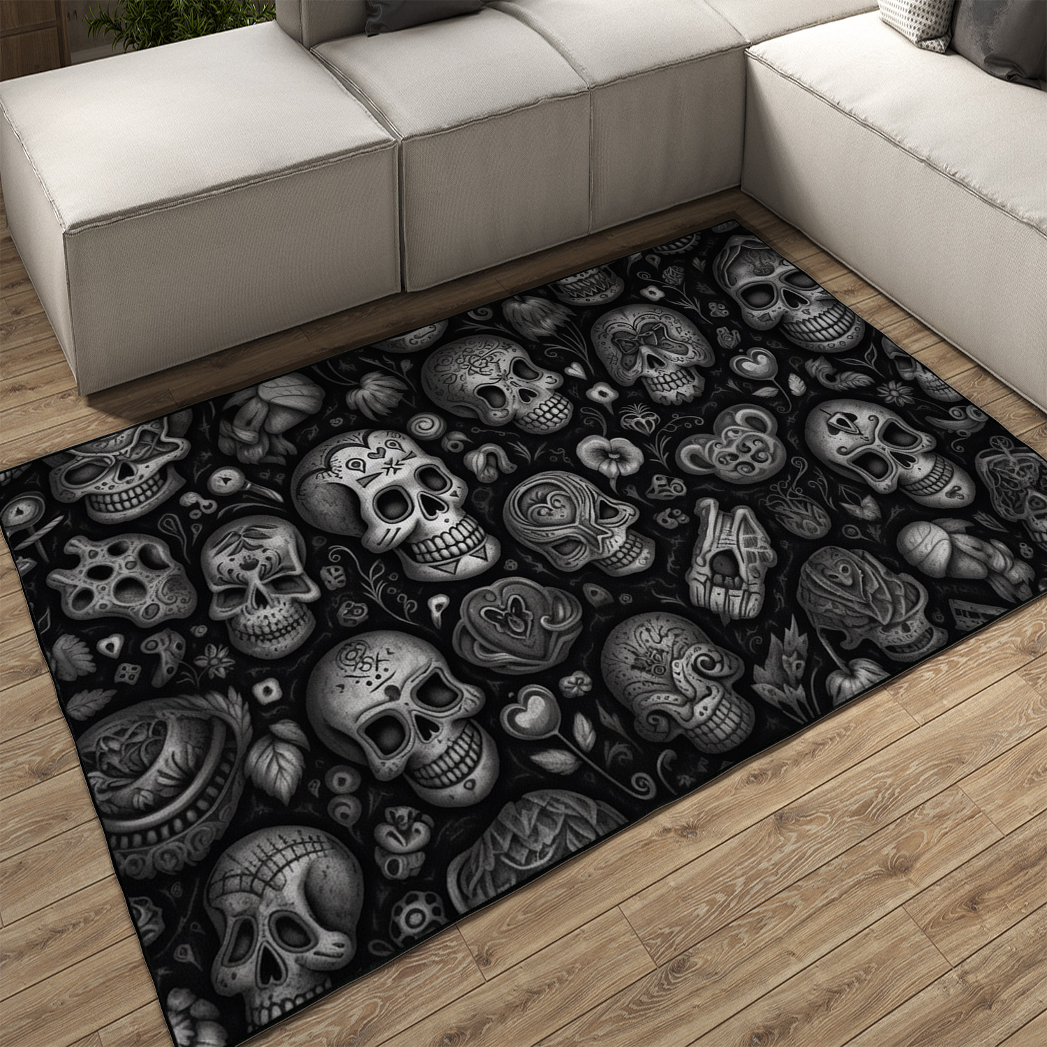 Personalized Chicano-inspired Heart and Skull Chalkboard Area Rug ...