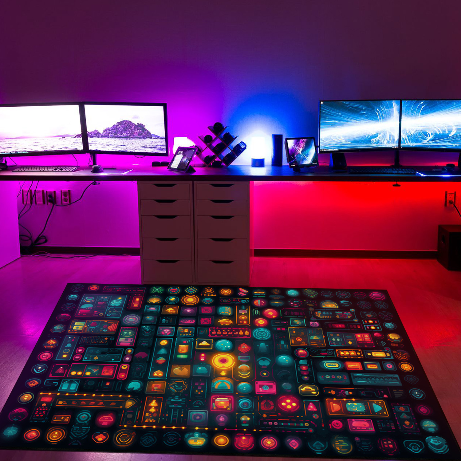 Power-Up Excitement Customizable Gamer Rug for Bedroom, 80's Arcade ...