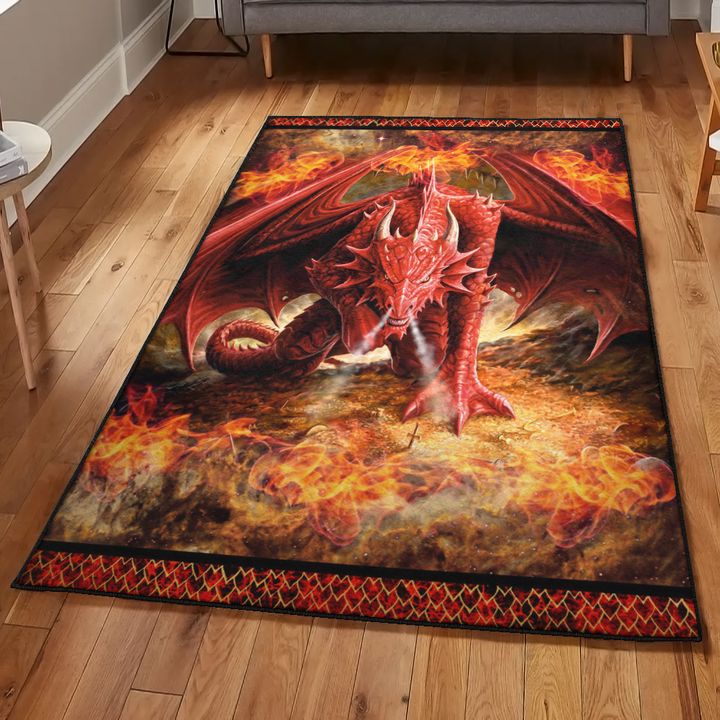 Red Dragon Rug For Living Room, Dragon Themed Rugs Gift For Dragon ...