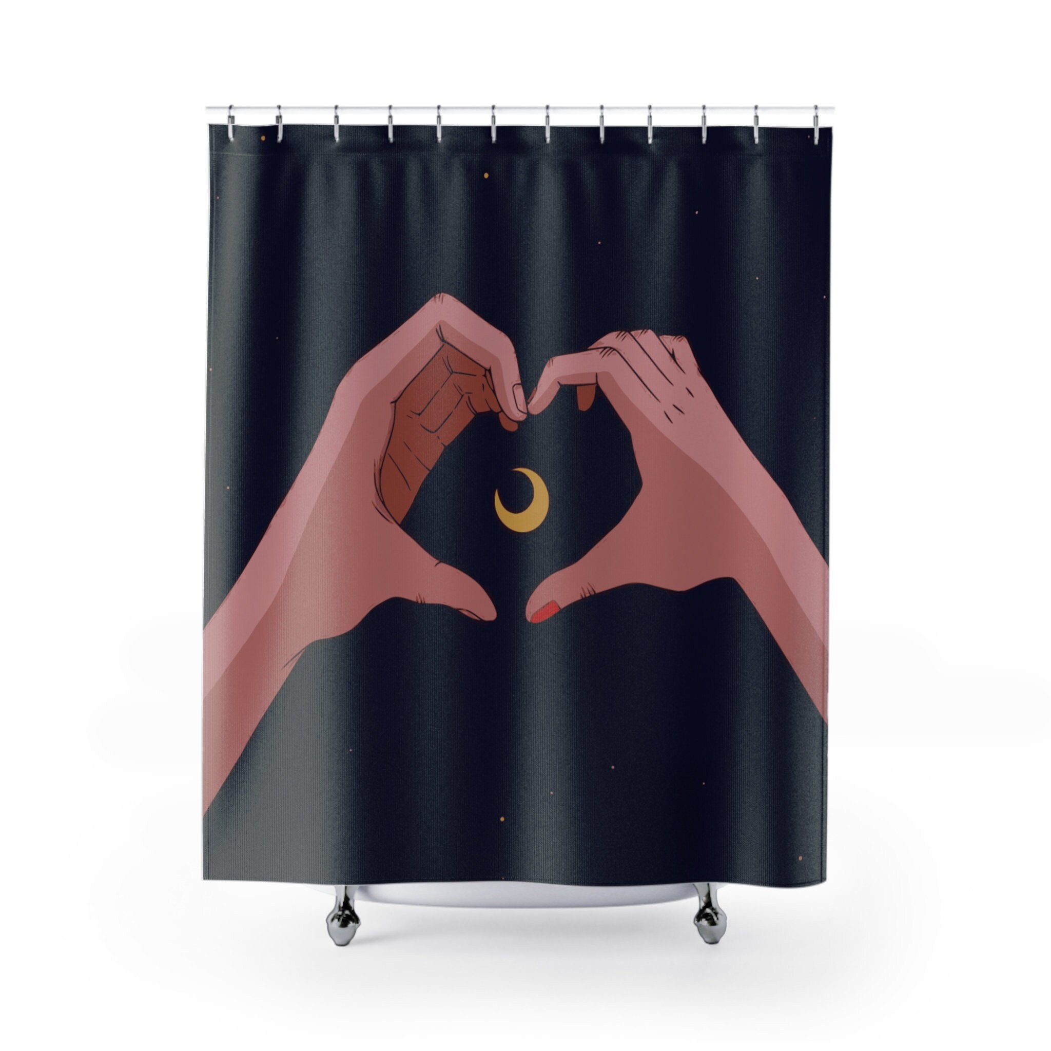 Sailor Moon Shower Curtain - 90s anime decor, crescent moon, stars ...