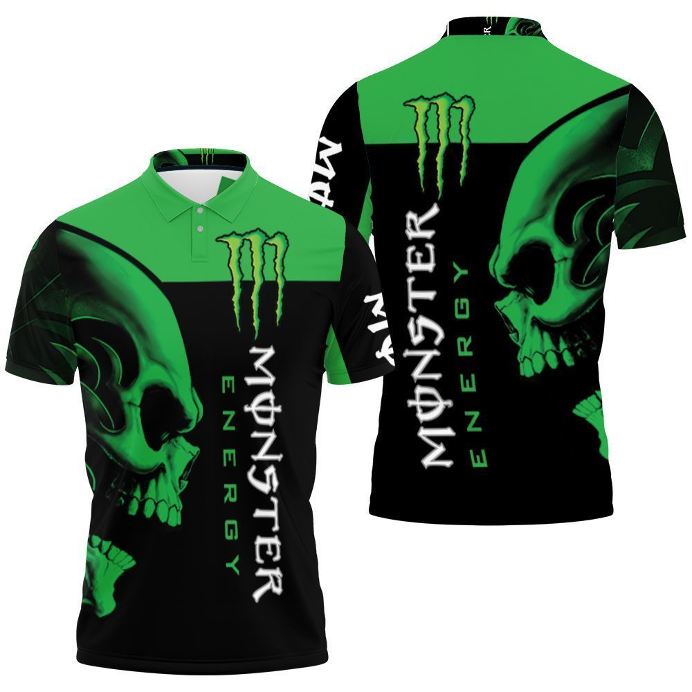 Stylish Monster Energy Drink Logo Skull 3D Polo Shirt - Craigshirt